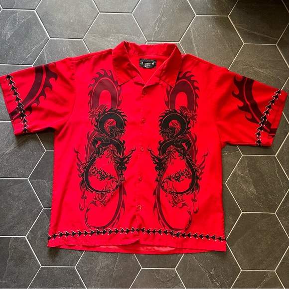 No Boundaries | Shirts | Vtg Y2k 9s Bright Red Dragon Alt Grunge Cyber ...